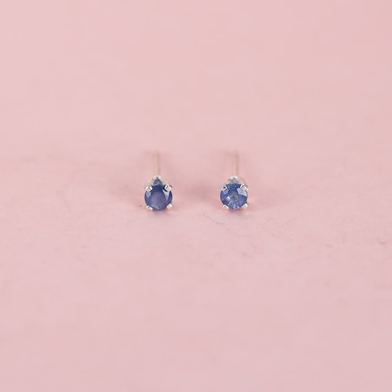 Tiny Sapphire Earrings With Sterling Silver Posts 2.5mm Sapphire Studs Blue Sapphire Earrings Birthstone Earrings Sapphire Jewelry Etsy