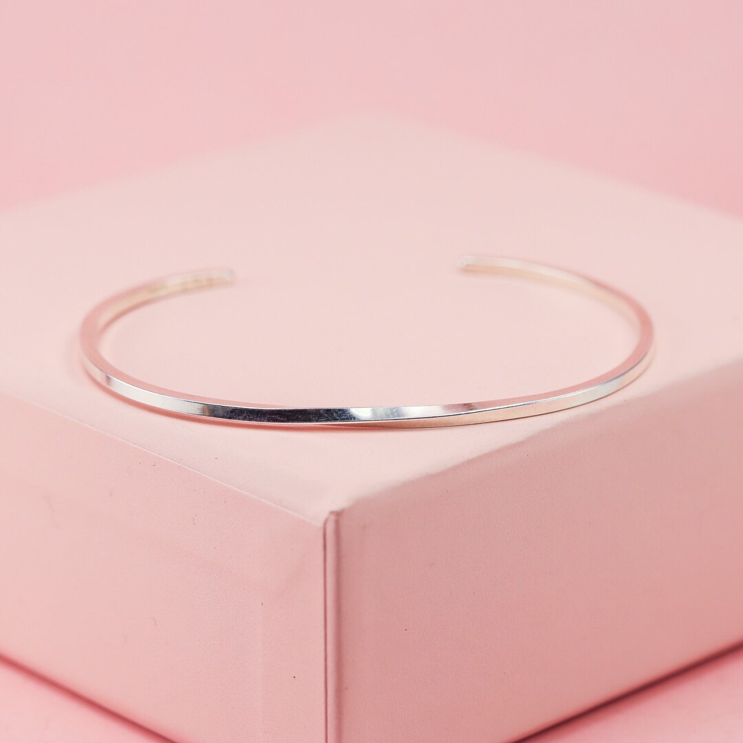 Sterling Silver Cuff Bracelet, 1.6mm Thin Cuff Bracelet, Sterling ...