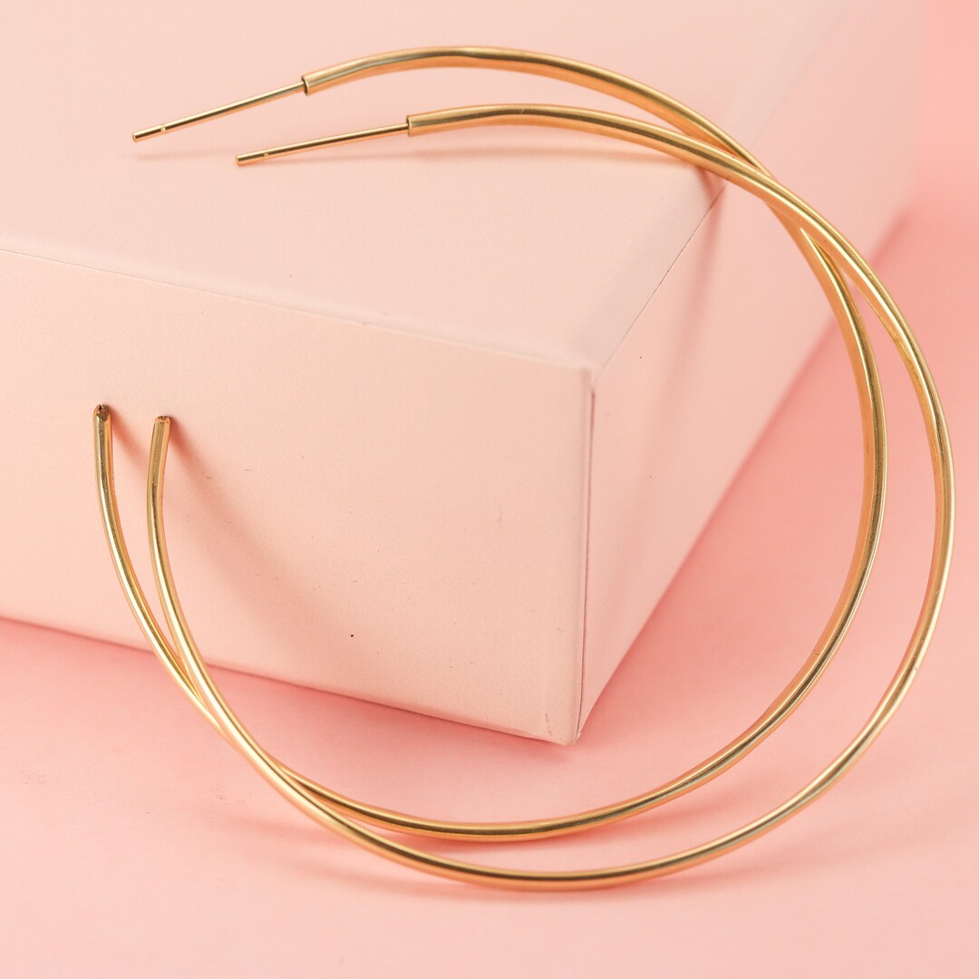 Large Skinny Gold Hoops, 2.25 Inch Hoops, Simple Minimalist Hoops, 2mm ...