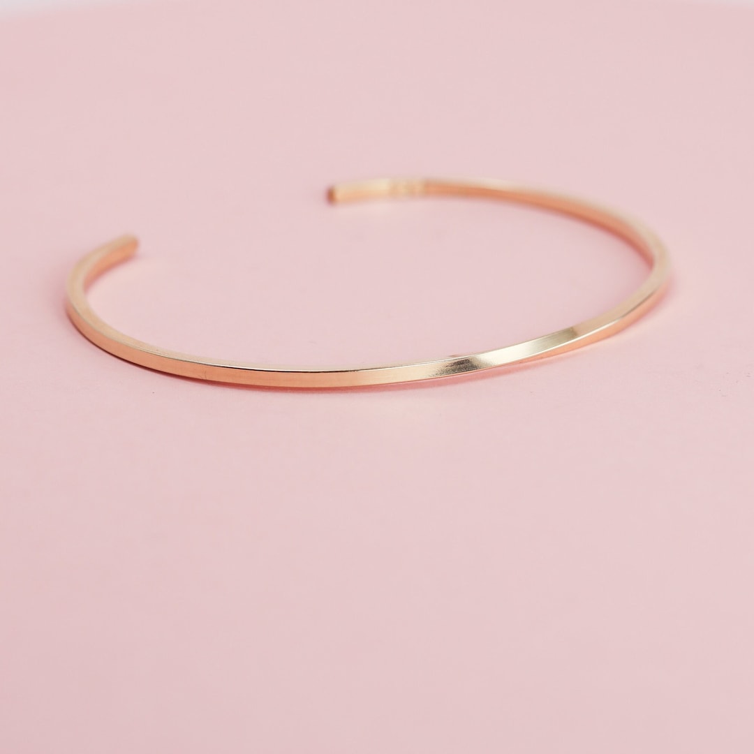 14K Solid Gold Square Cuff Bracelet, 14k Solid Gold Bangle, 14k Solid ...