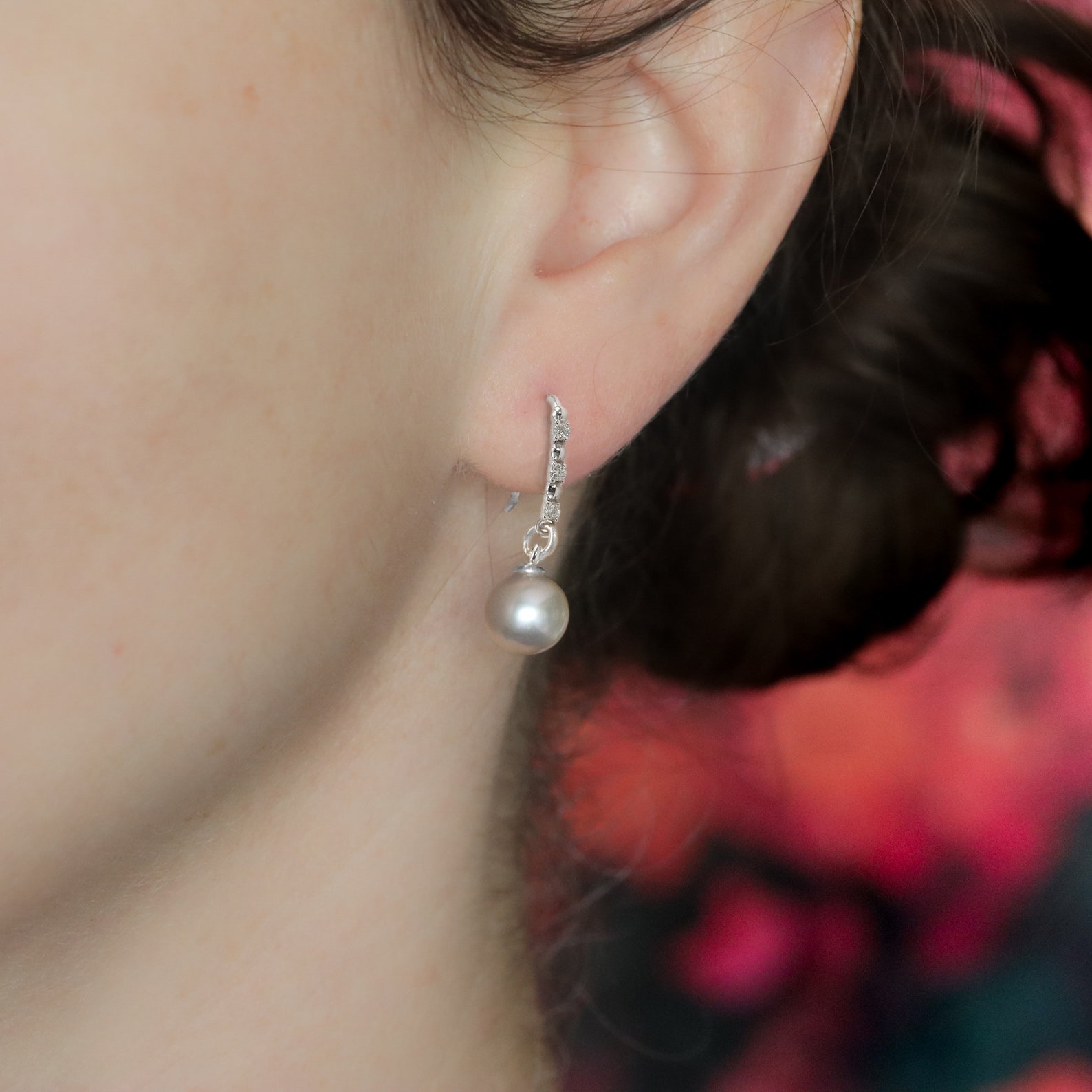 Large Pearl Drops in 14K With Genuine Natural Diamonds Solid - Etsy