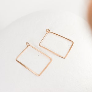 Small Square Hoops in 14K Rose Gold or Gold Fill Tiny - Etsy
