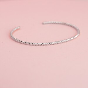Twisted Silver Rope Cuff Bracelet, Thin Silver Bangle, Layering Cuff Bracelet, Sterling Silver ...