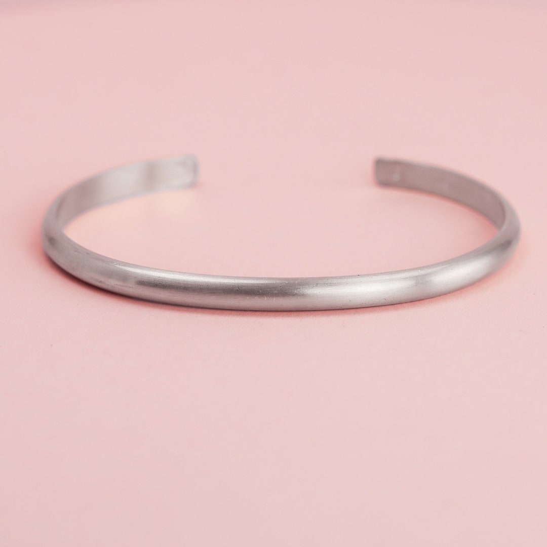 Brushed Silver Bracelet, Sterling Silver Bangle, Matte Silver Bracelet ...