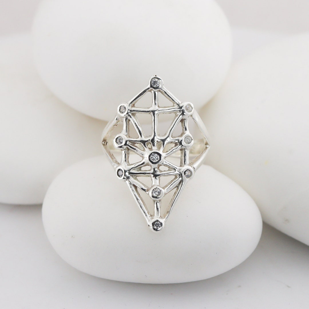Tree of Life Ring in Sterling Silver With Cubic Zirconia Accents ...