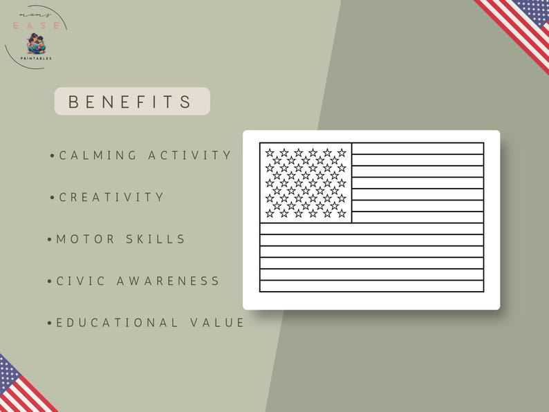 USA Flag Coloring Printable, Patriotic Coloring Page, American Flag ...