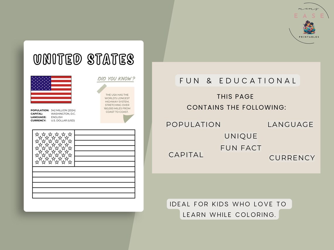 USA Flag Coloring Printable, Patriotic Coloring Page, American Flag ...