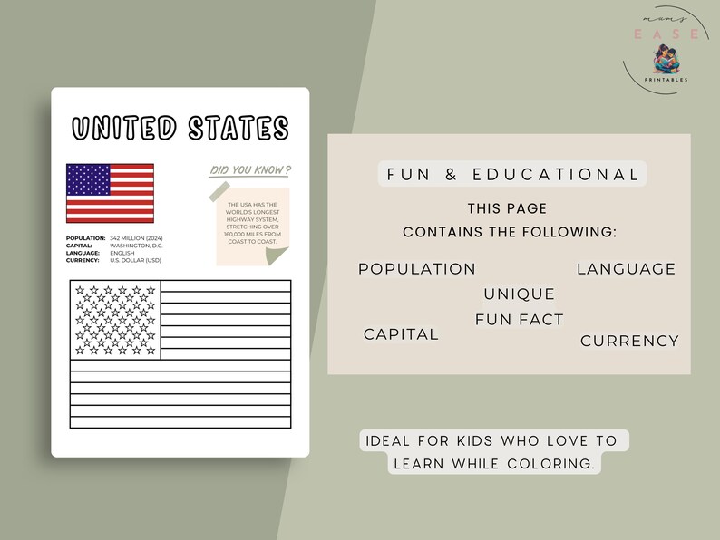 USA Flag Coloring Printable, Patriotic Coloring Page, American Flag ...