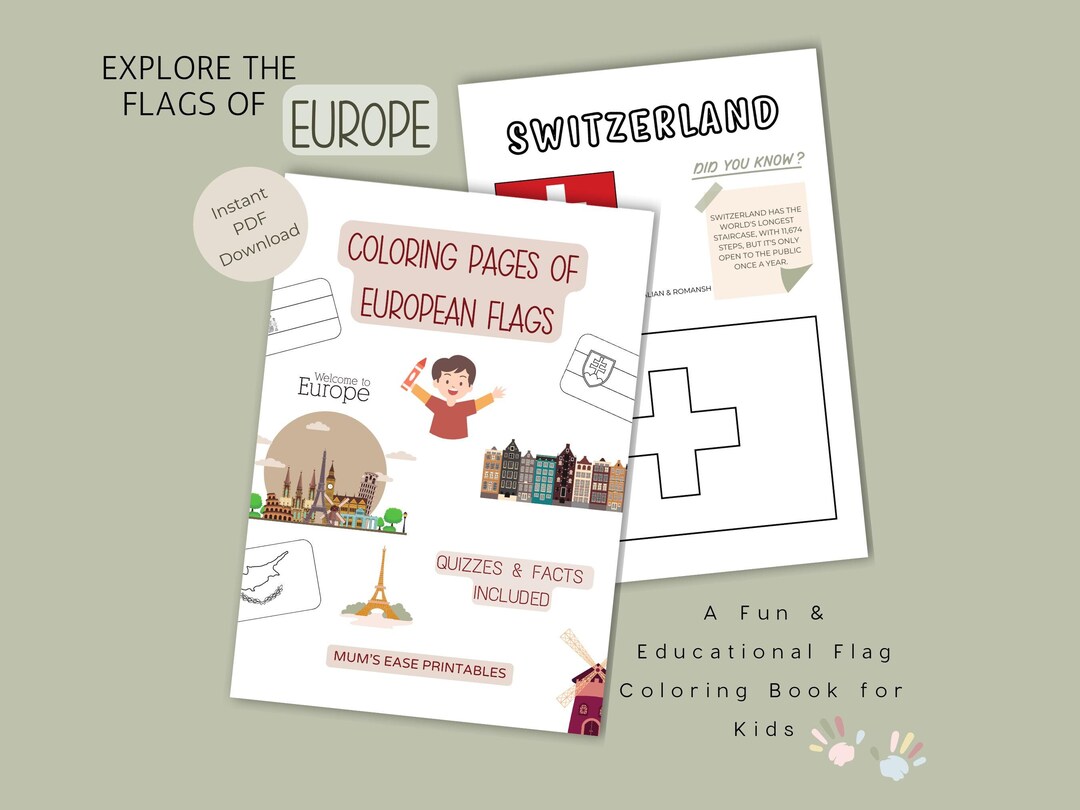 Coloring Book of European Flags, Printable Geography Worksheets for ...