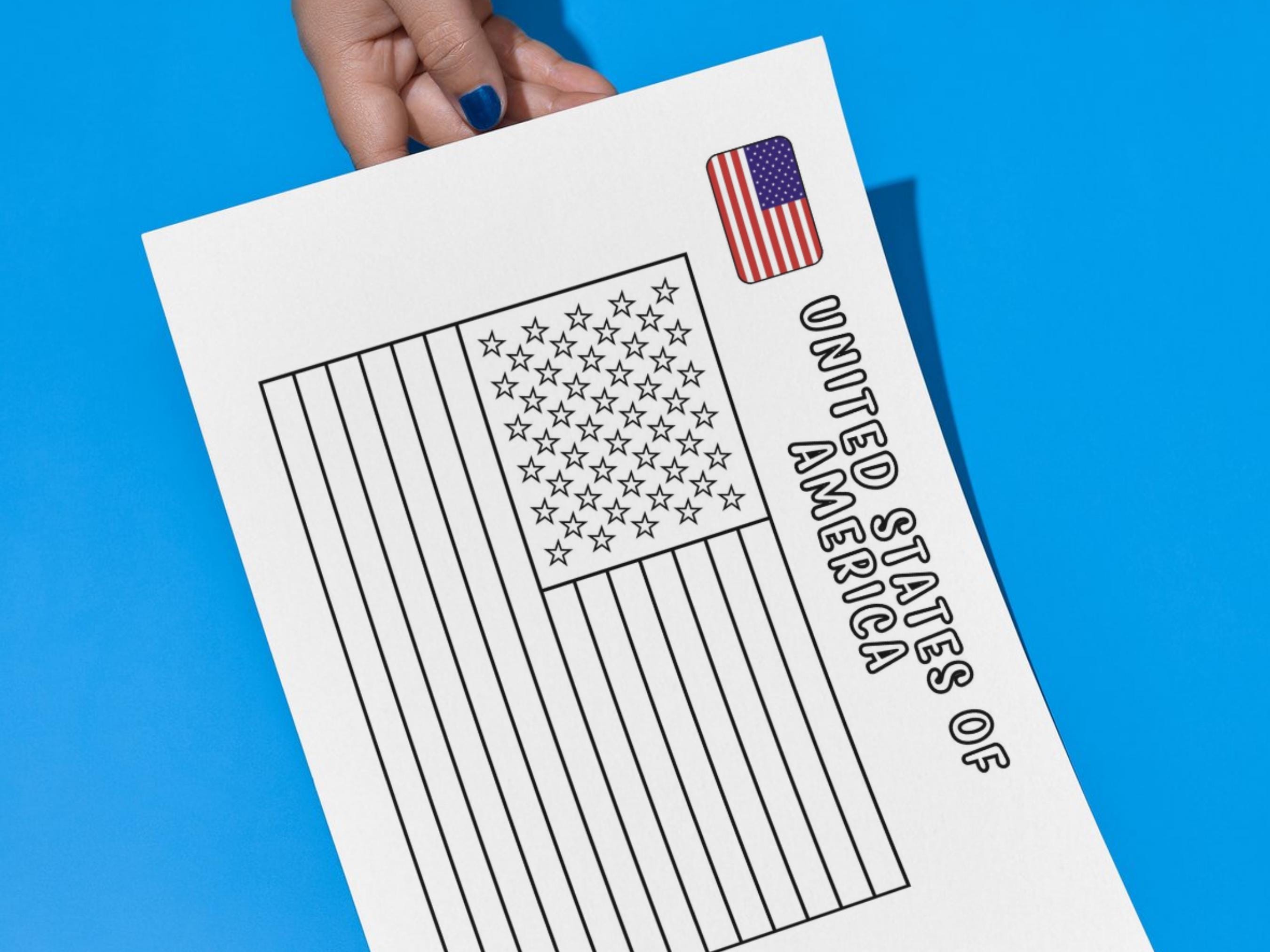 USA Flag Coloring Printable, Patriotic Coloring Page, American Flag ...