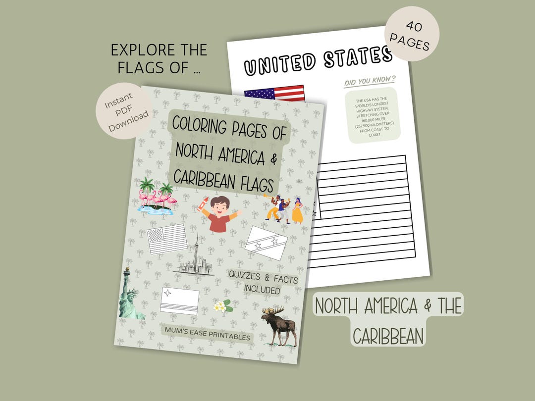 USA, North America & Caribbean Flag Coloring Pages, Montessori ...