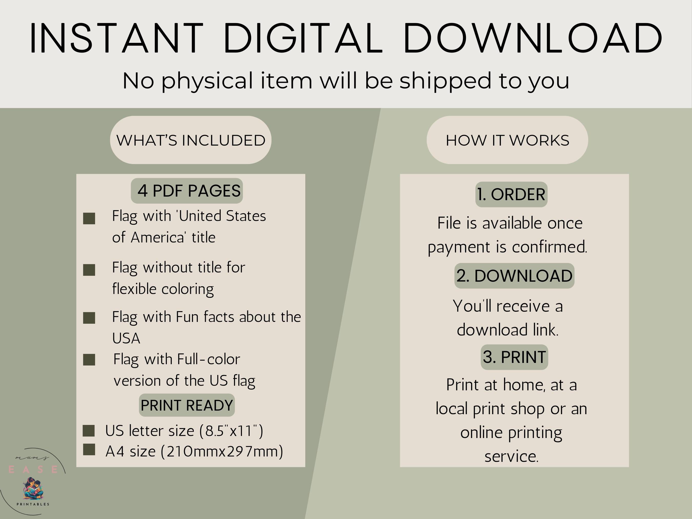 USA Flag Coloring Printable, Patriotic Coloring Page, American Flag ...