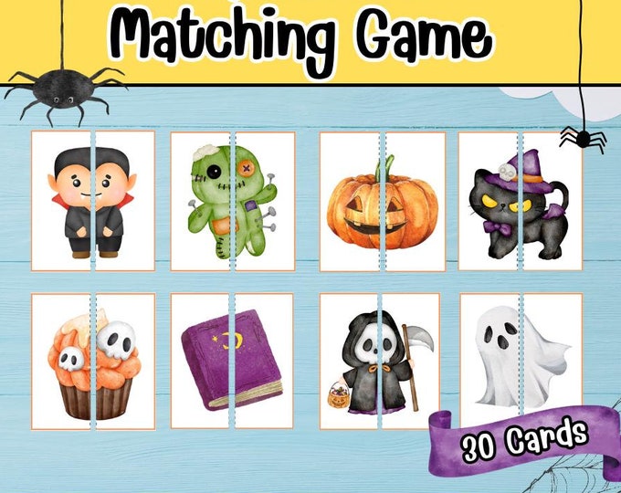 30 Halloween Matching Game: Kids Activity, Memmory Game, Flashcards ...