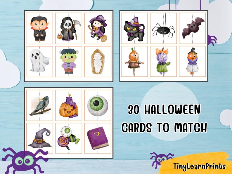 30 Halloween Matching Game: Kids Activity, Memmory Game, Flashcards ...
