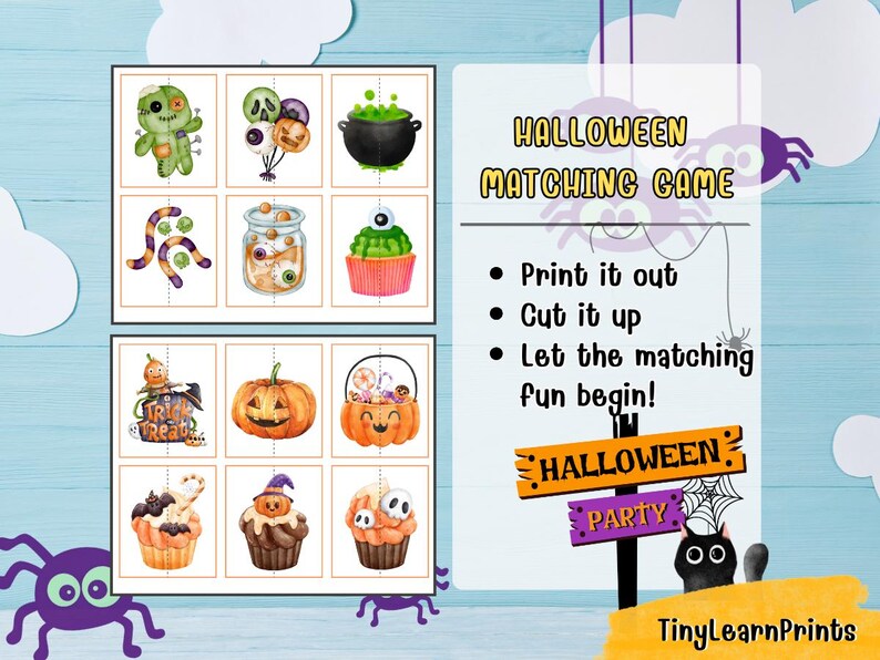 30 Halloween Matching Game: Kids Activity, Memmory Game, Flashcards ...