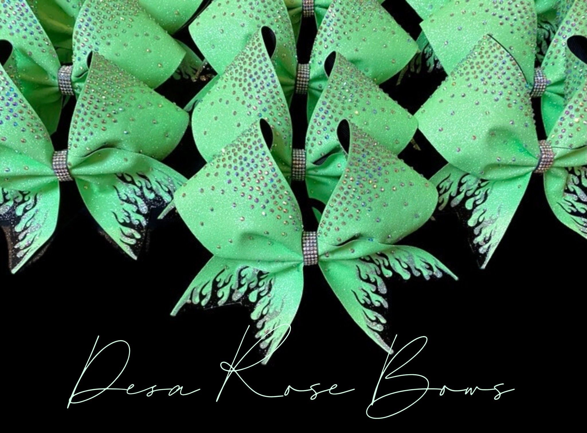 This Girl is on Fire Cheer Bow-green, Black, and Silver- Bows for ...