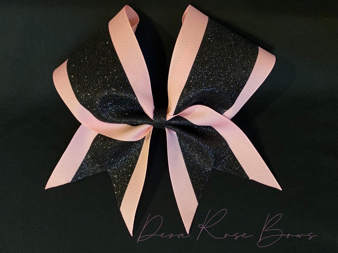 Pink and Glitter Black Bow ~ Cheer Bow ~ Softball Bow - Etsy