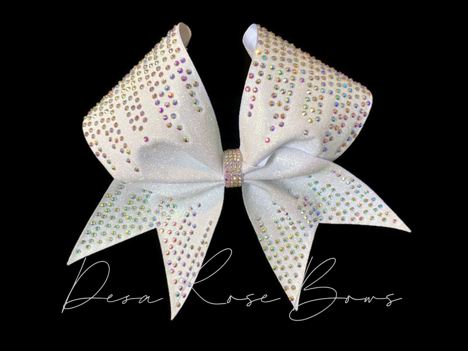 Waterfall Rhinestone Cheer Bow- You Choose Color- White Glitter Hair ...