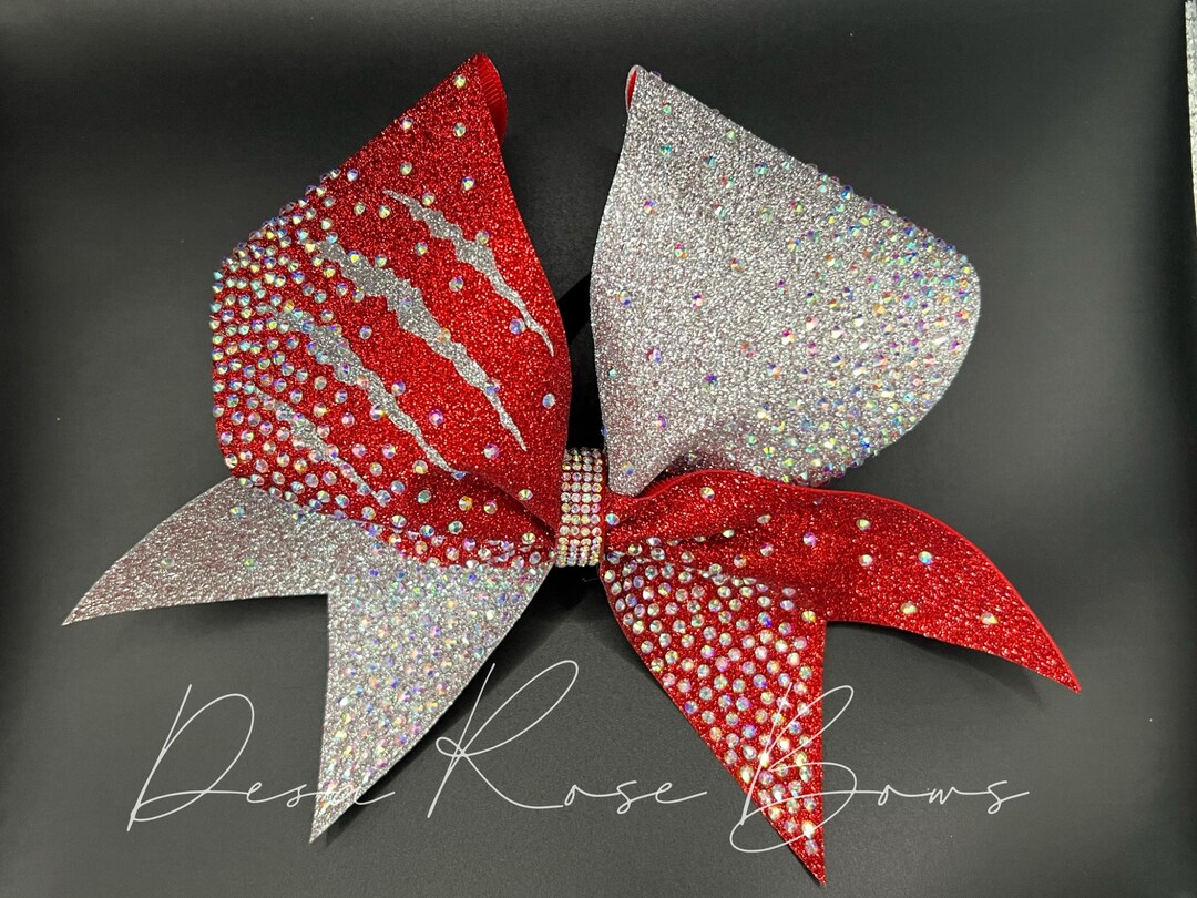Silver and Red Claws Out Rhinestone Cheer Bow- Dance- Gymnastics - Etsy