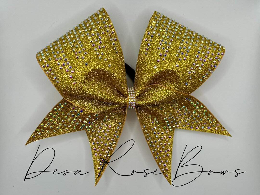 Gold Waterfall Rhinestone Cheer Bow- You Choose Color- Glitter Hair Bow ...