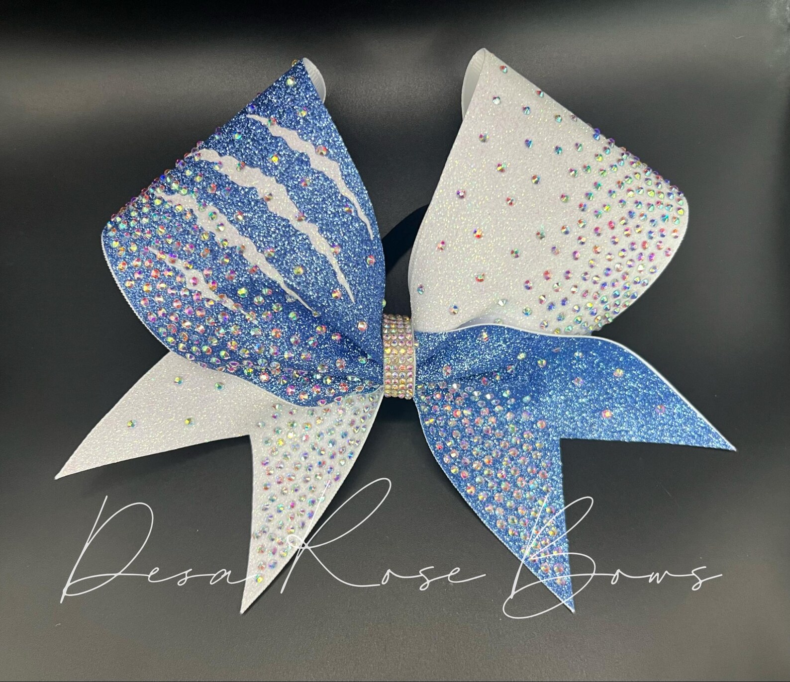 Claws Out Cheer Bow: Rhinestone Glitter, Columbia Blue & White - Etsy