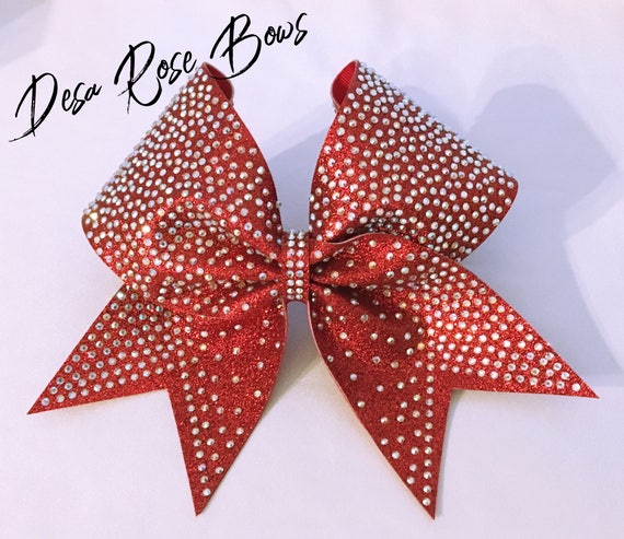 Red Rhinestone Cheer Bows