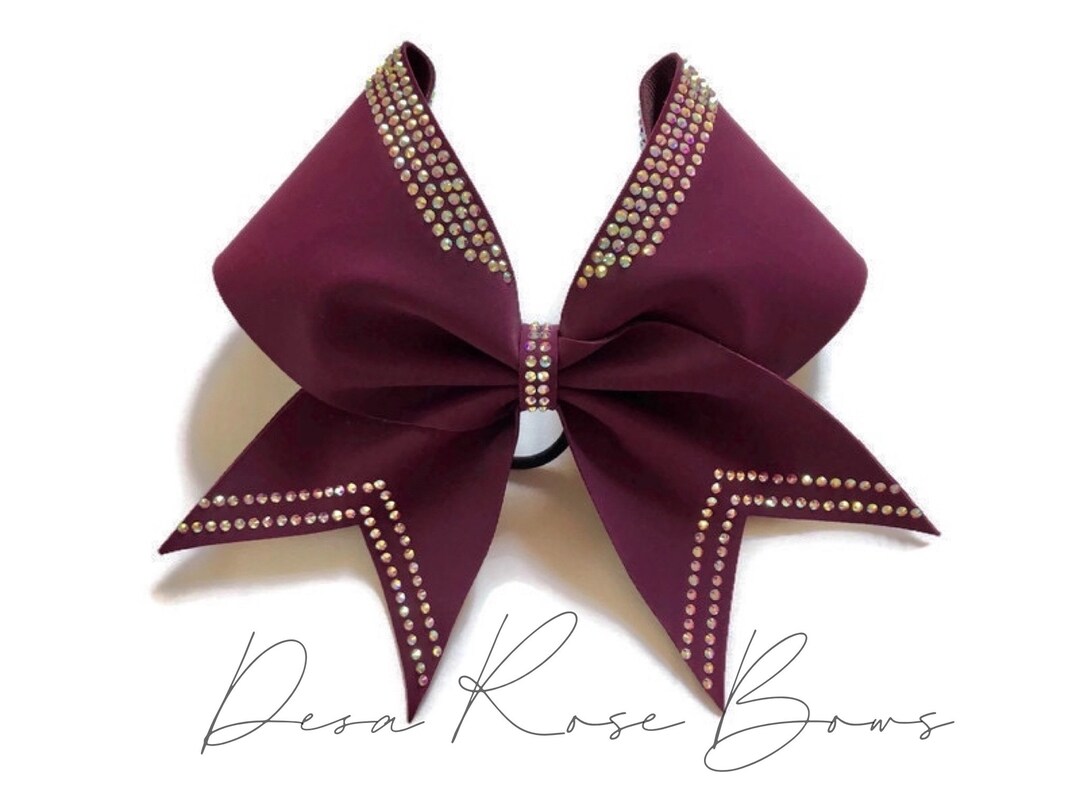 Classy N' Sassy Maroon Rhinestone Bow- Burgundy Cheer Bow - Dance Hair ...