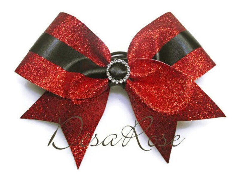 Classy Glitz Glitter Cheer Bow in Red and Black - Etsy
