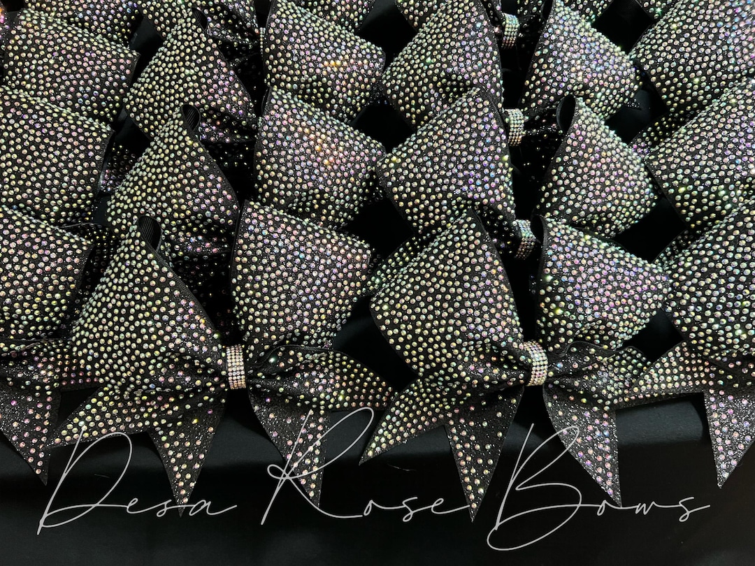 Full Out Black Glitter Cheer Bow- Bows for Dancers- Rhinestone Bling - Etsy