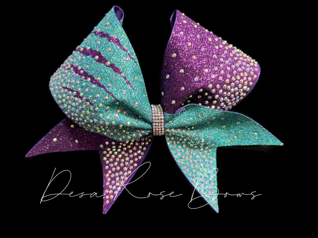 Claws Out Cheer Bow | Purple & Mermaid Blue | Rhinestone Glitter - Etsy