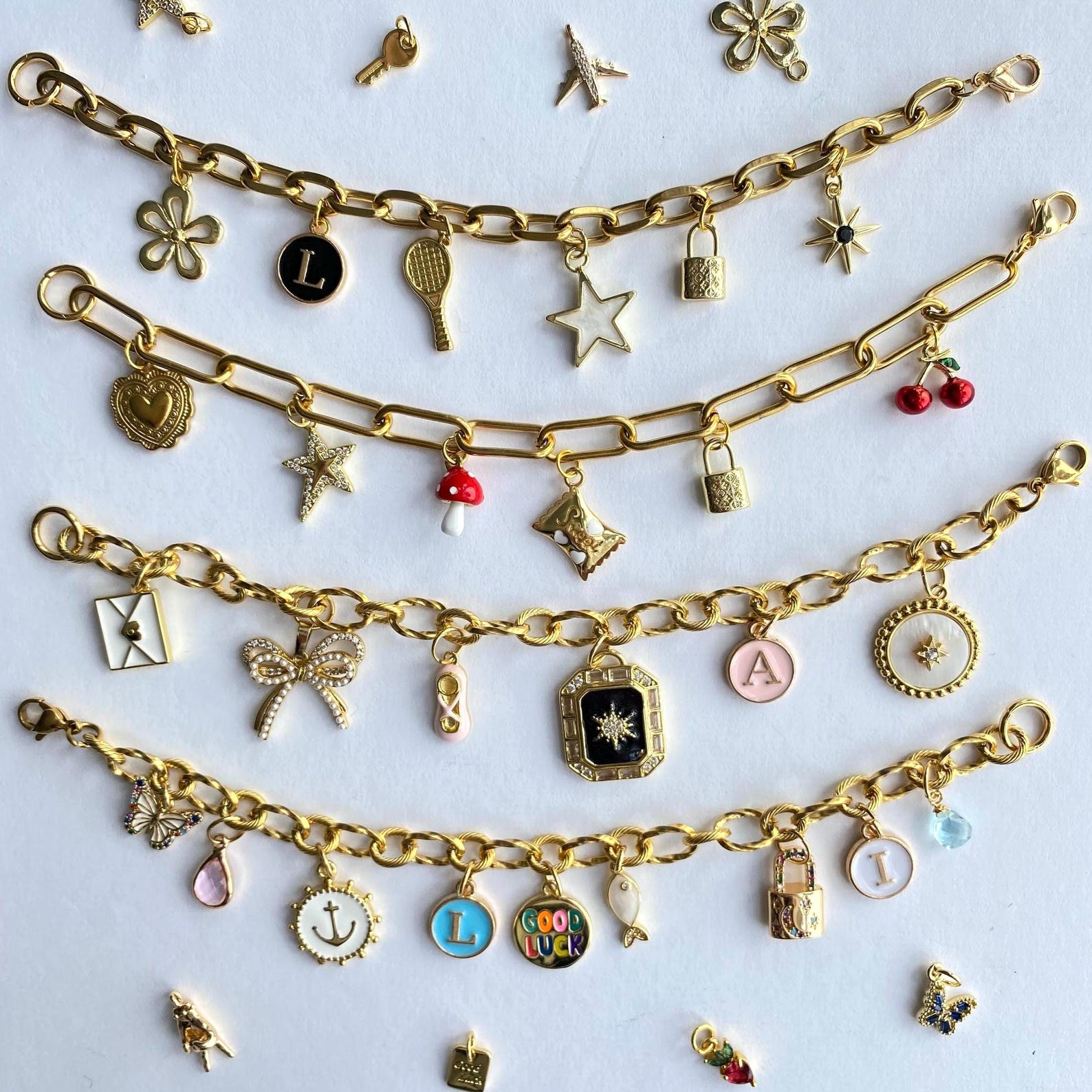 Custom Charm Bracelet: Gold Chunky Chain, Personalized Jewelry Gift - Etsy