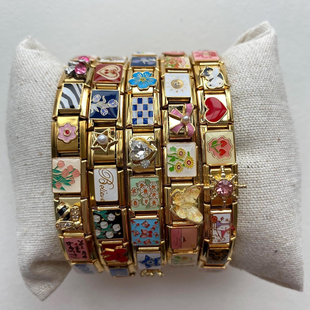 Custom Italian Charm Bracelet, Gold Italian Charms, Personalized ...