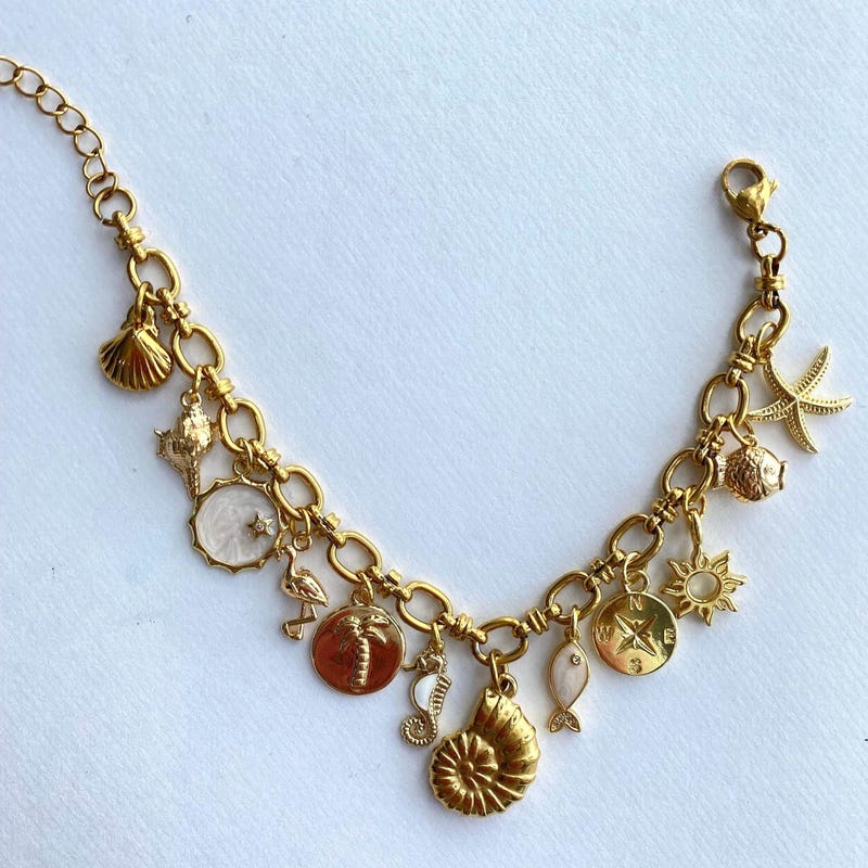 Gold Charm Bracelet - Etsy