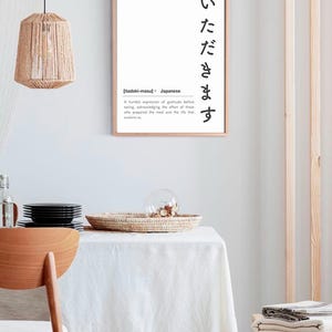 Itadaki-masu Definition Poster Japanese Prints Kanji Wall Art Japanese ...