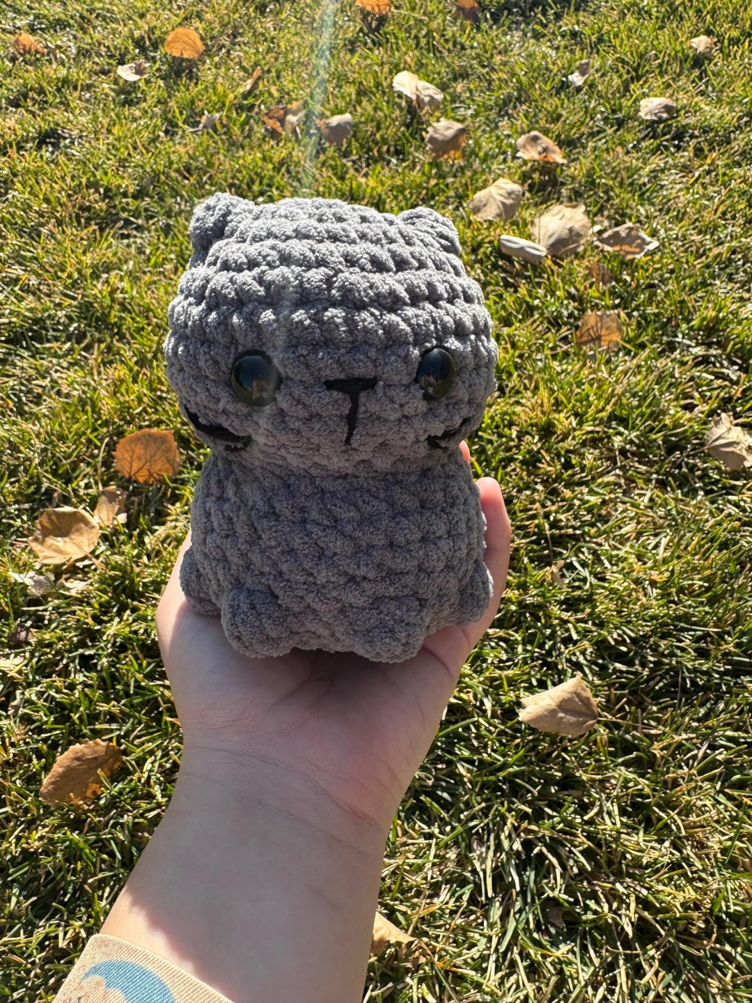 Crocheted Sitting Dark Grey Cat Amigurumi Plushie Stuffed Animal, Kids ...