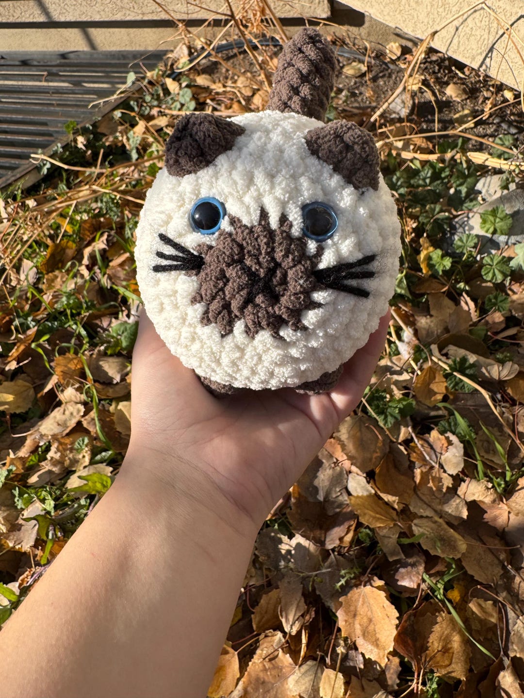 Crocheted Spotted Siamese Cat Amigurumi Plushie Stuffed Animal ...