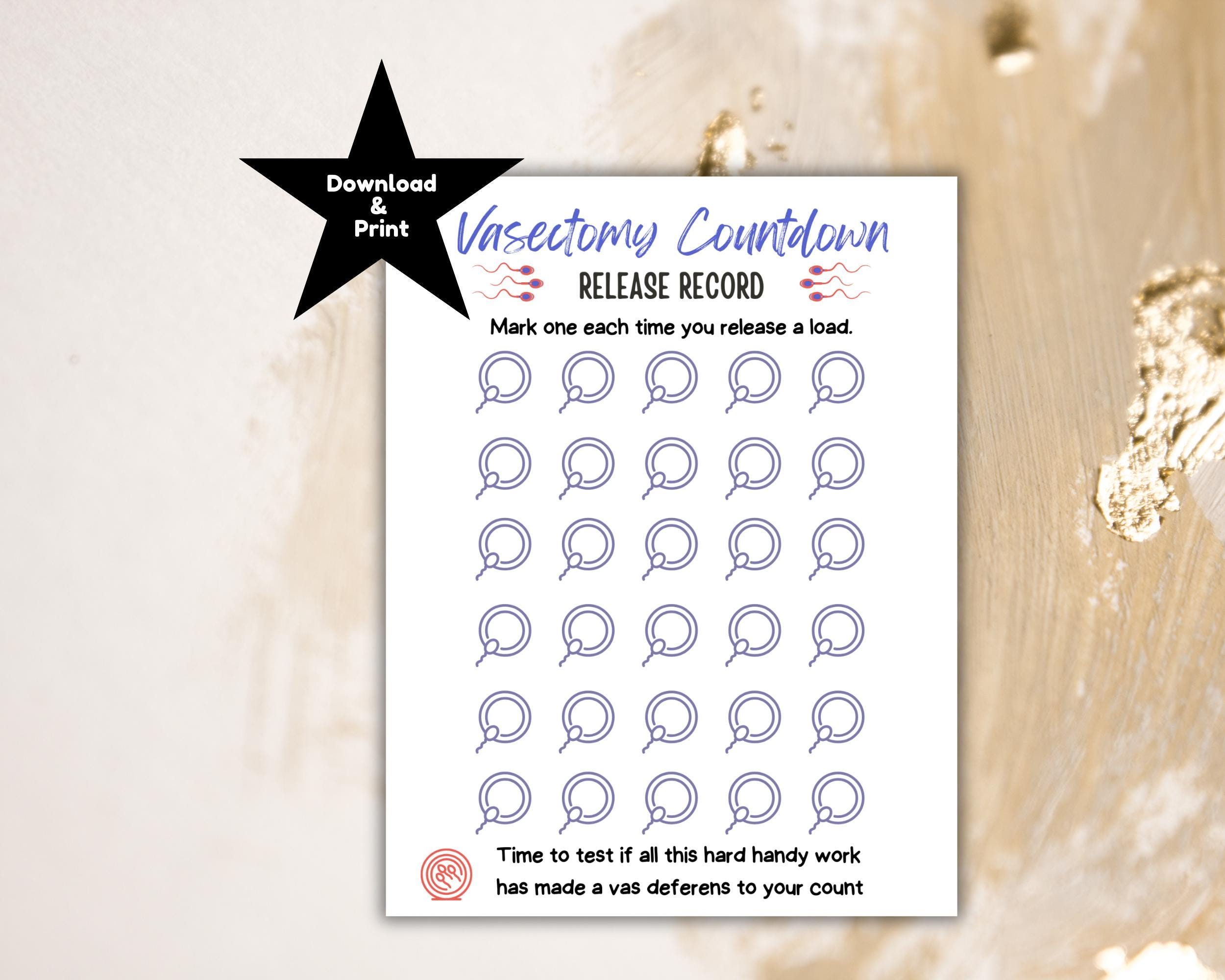 Printable Vasectomy Tracker, Vasectomy Gift for Him, Vasectomy ...