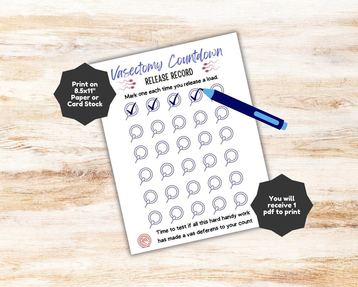 Printable Vasectomy Tracker, Vasectomy Gift for Him, Vasectomy ...