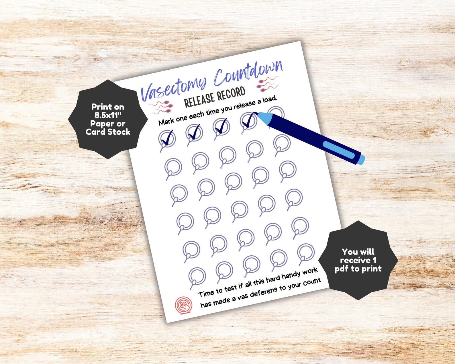 Printable Vasectomy Tracker, Vasectomy Gift for Him, Vasectomy ...