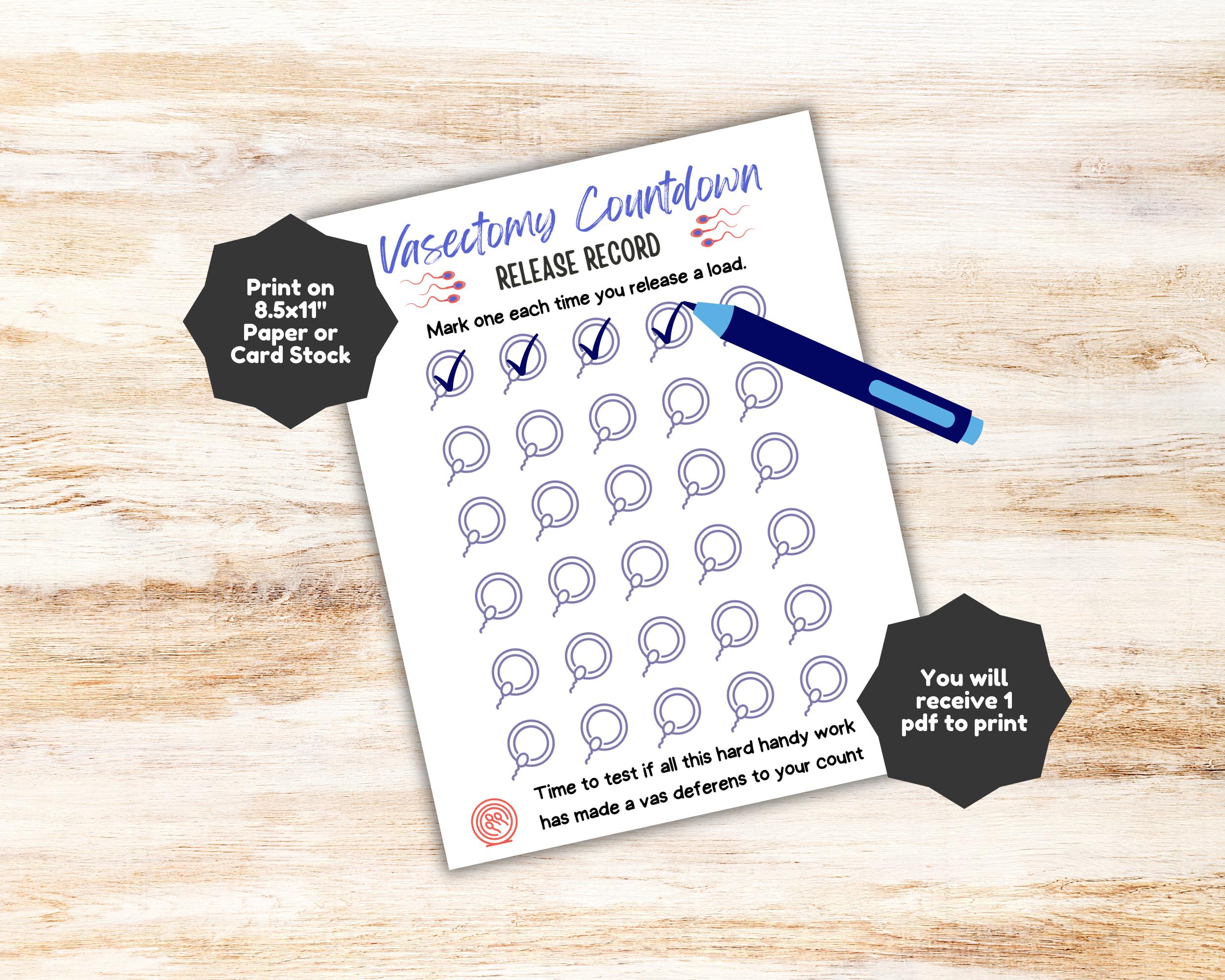 Printable Vasectomy Tracker, Vasectomy Gift for Him, Vasectomy ...