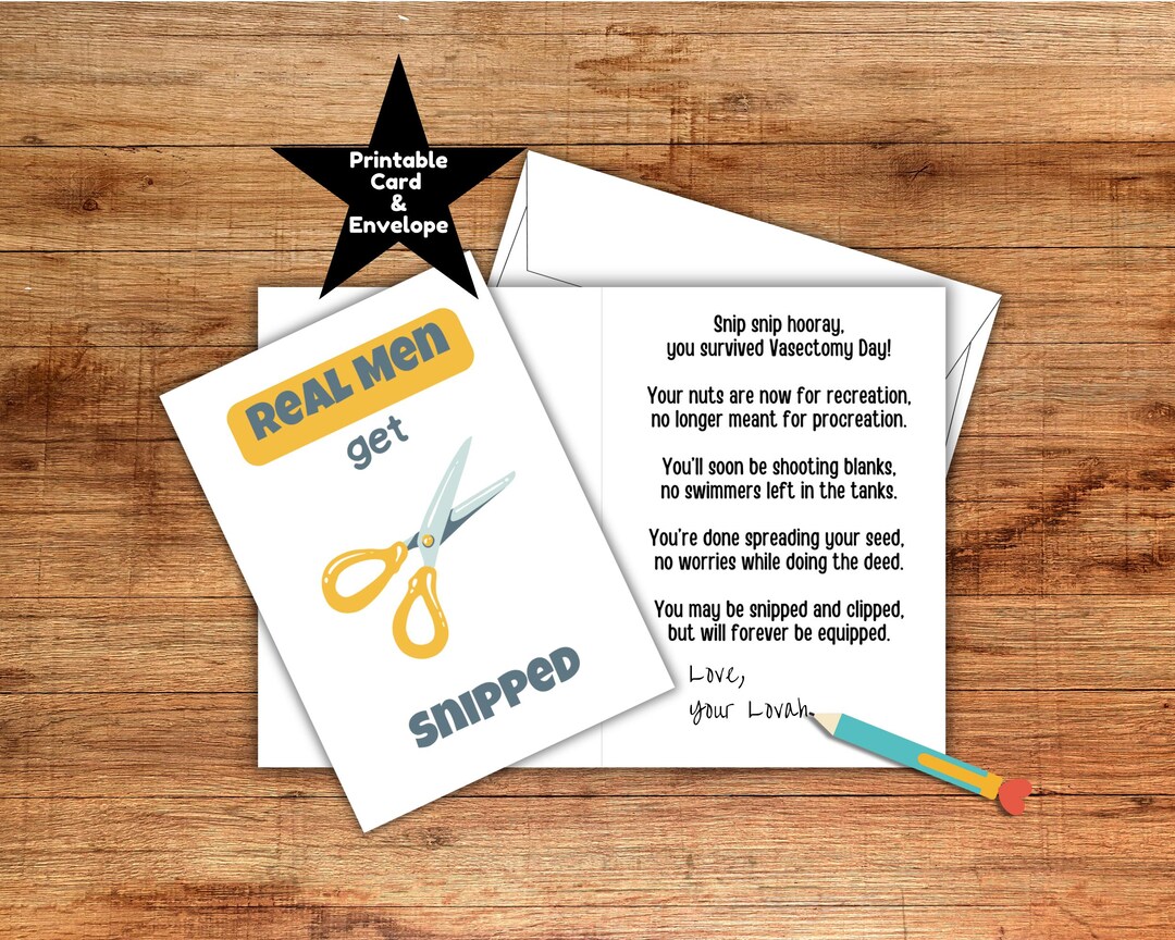 Funny Printable Vasectomy Card and Envelope, Vasectomy Gift for Him ...