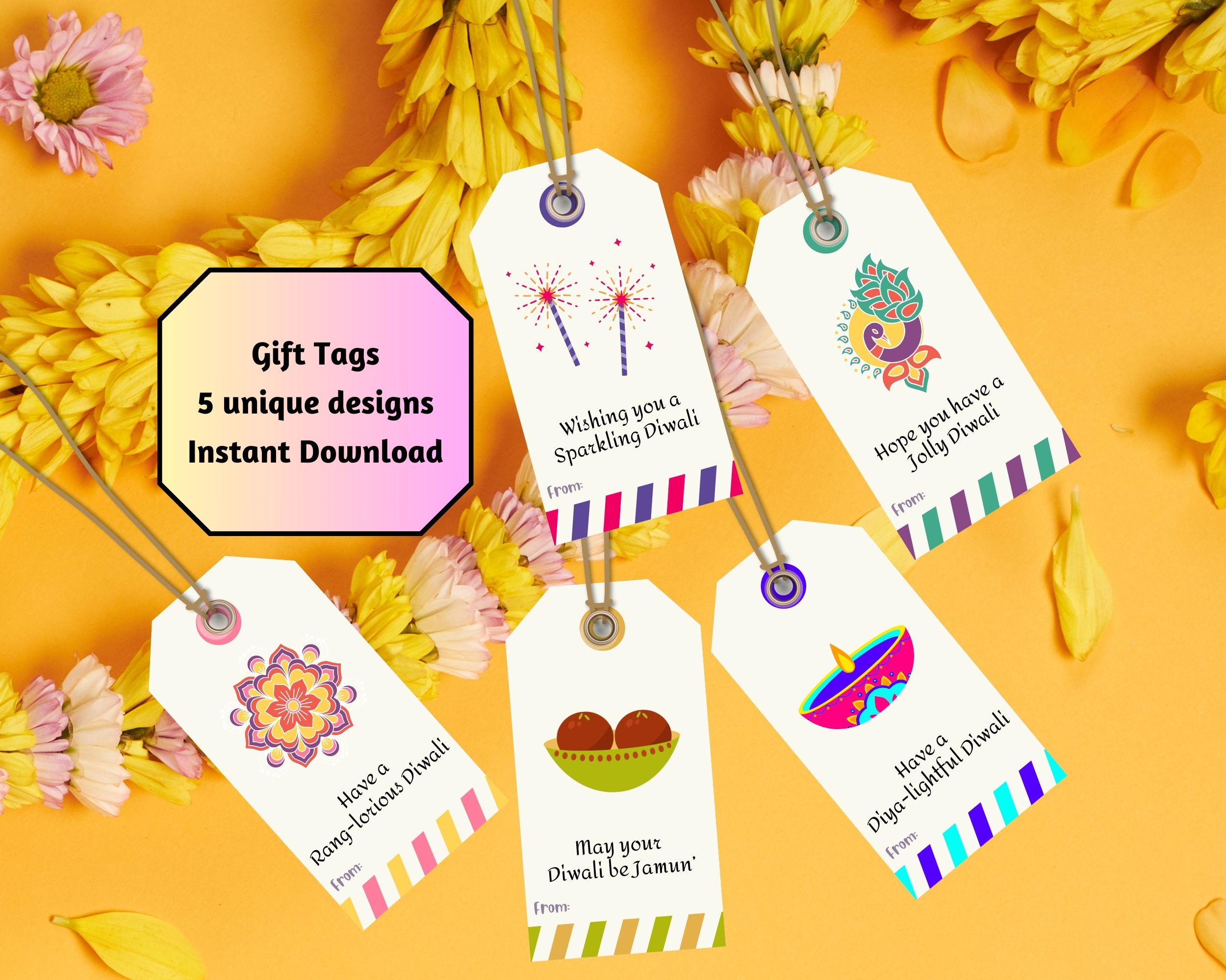Funny Diwali Printable Gift Tags, Diwali Favor Tags, DIY Diwali Gift ...