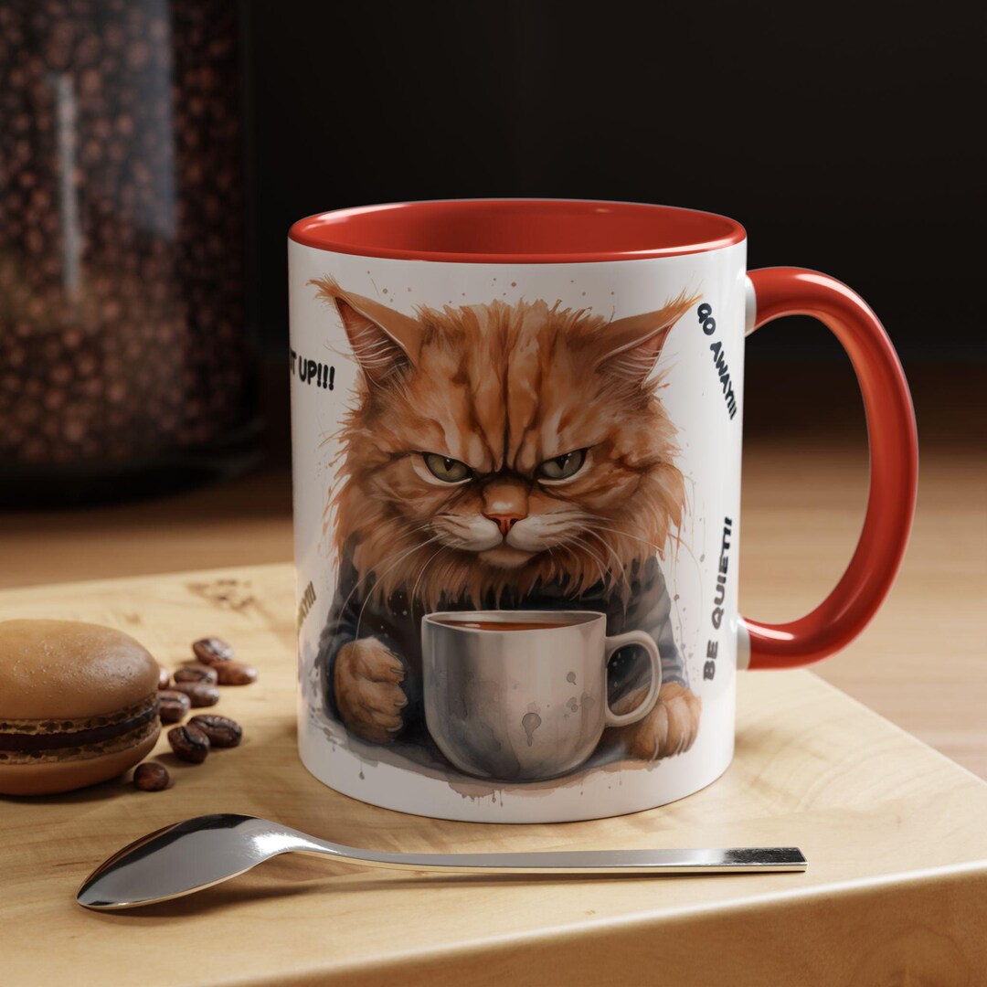 Angry Cat Mug, Cat Mug Gift, Cat Coffee Mug, Coffee Cat Mug, Cat Lover ...