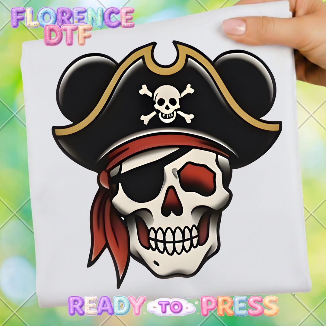 Mouse Pirate DTF Transfer, Theme Park Pirate Ready to Press, Pirate ...