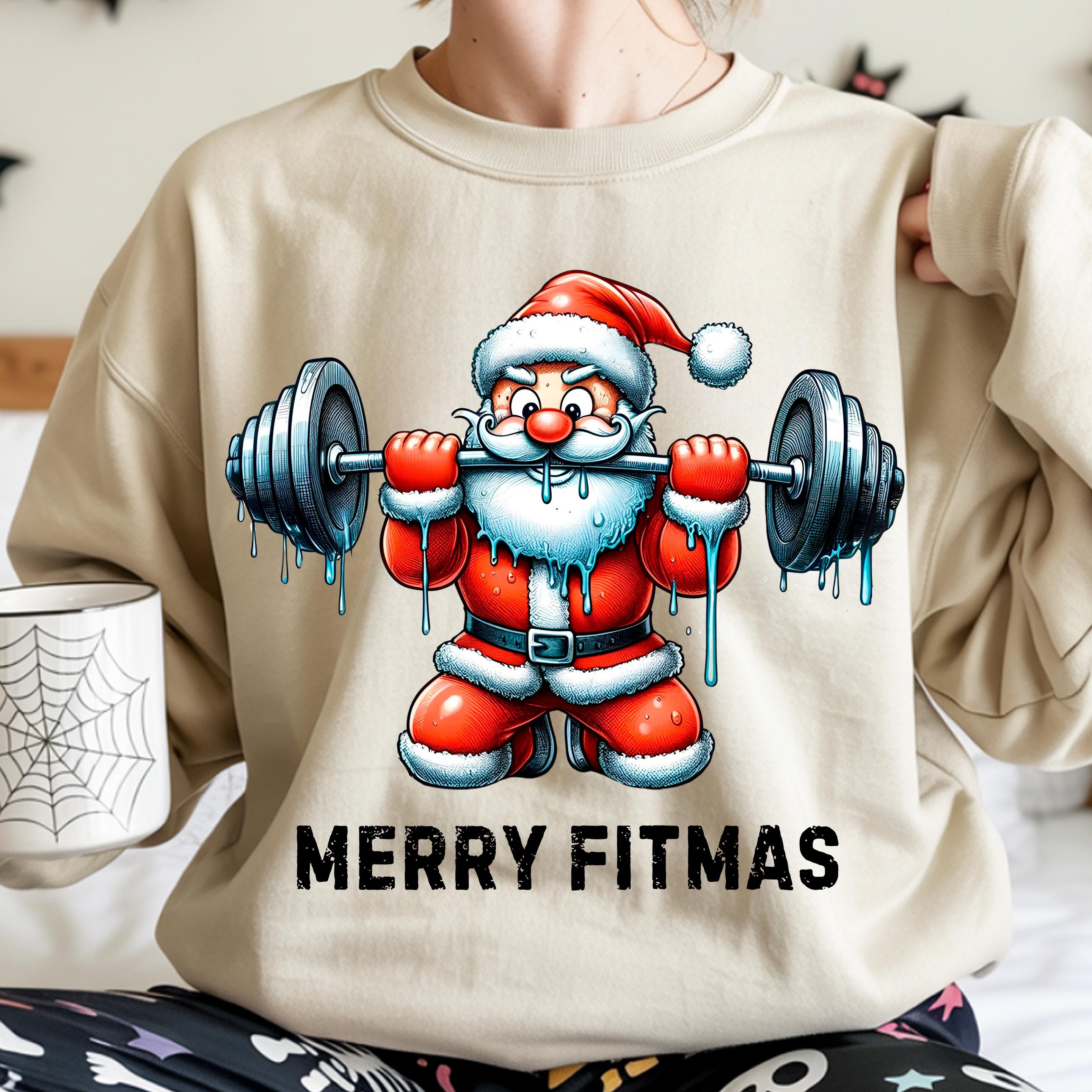 Merry Fitmas Santa DTF Transfer, Funny Christmas Gym Ready to Press ...