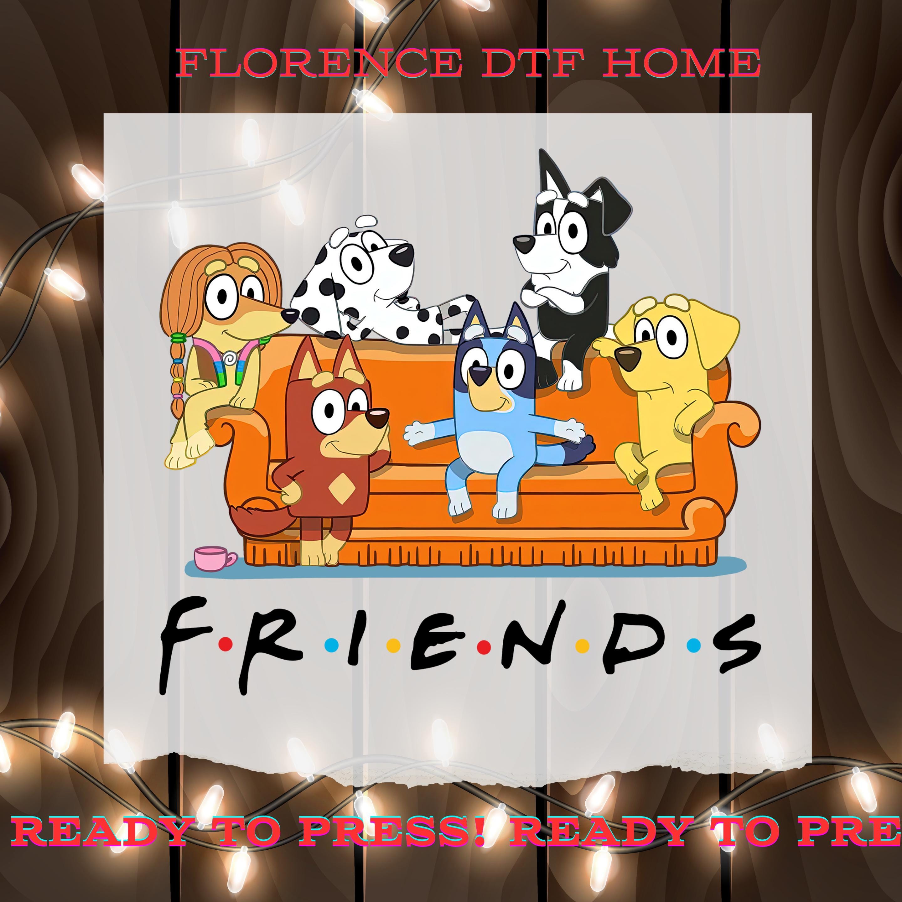Cartoon Blue Dog Family Friends DTF Transfer, Blue Dog Family Matching ...