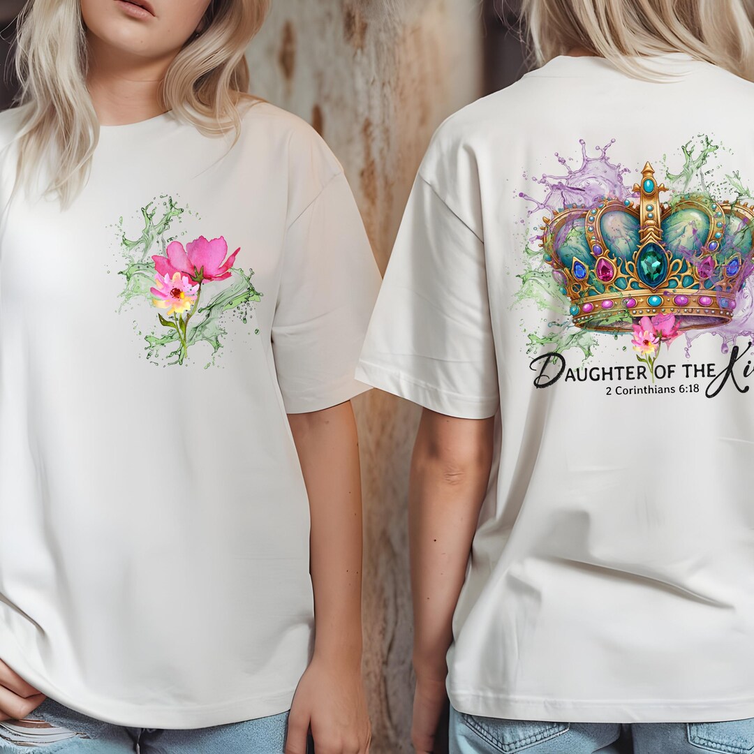 Daughter of the King DTF Transfer, Christian Crown Art Ready to Press ...
