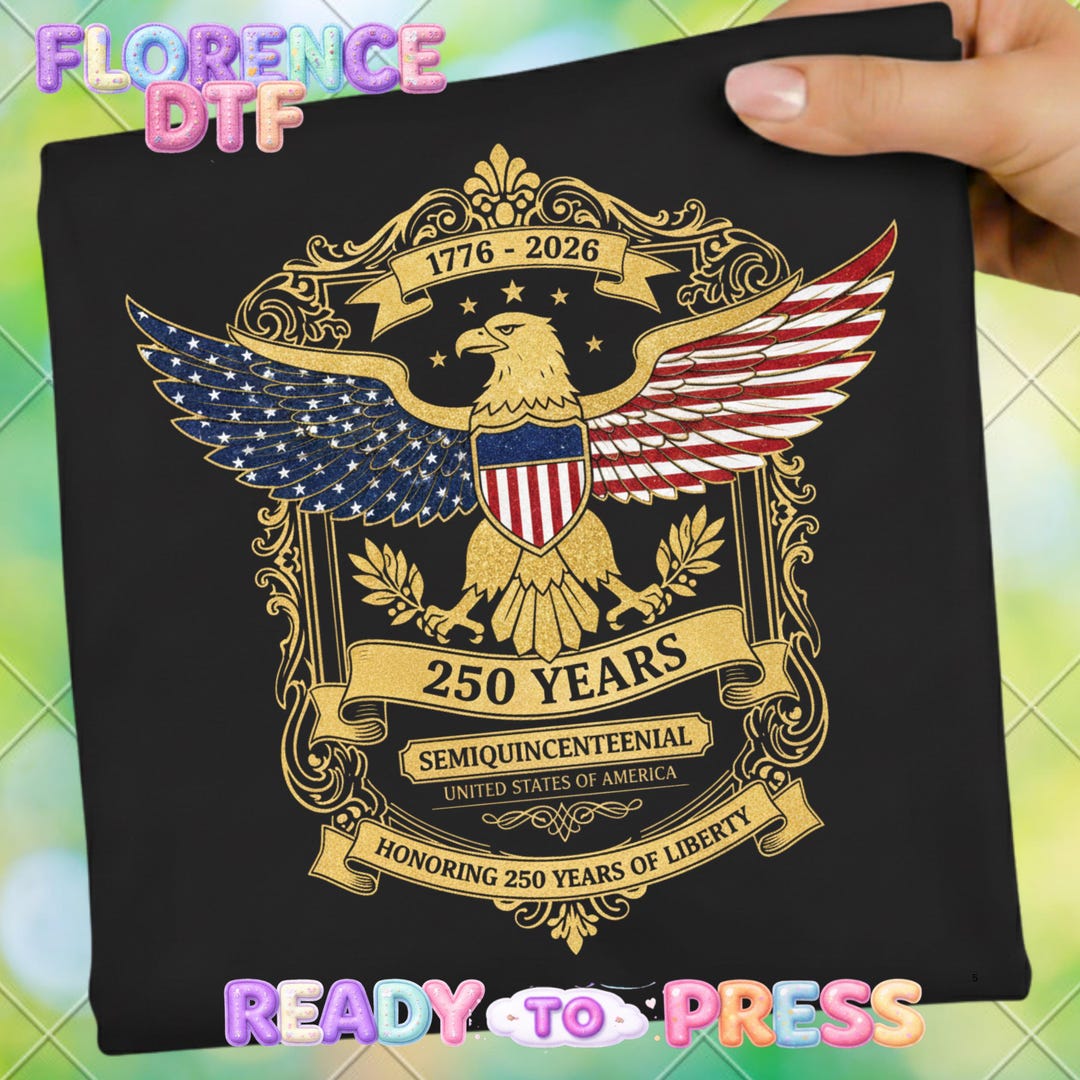 Gold Eagle US Semiquincentennial Emblem DTF Transfer, US 250th Birthday ...