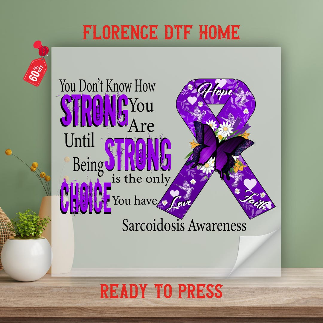 Purple Ribbon Sarcoidosis Dtf Transfer, Cancer Awareness Ready to Press ...