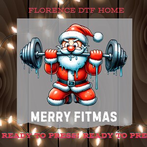 Merry Fitmas Santa DTF Transfer, Funny Christmas Gym Ready to Press ...